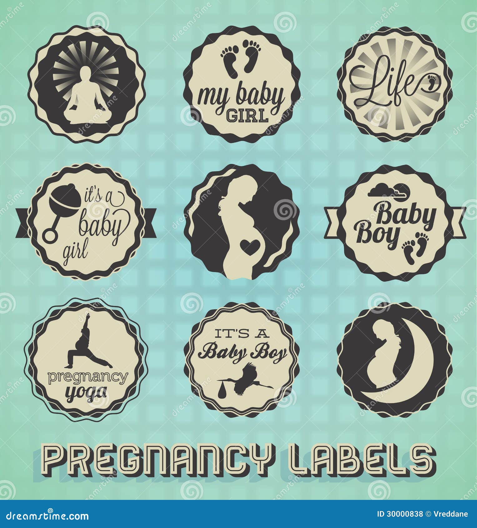 Pregnancy Labels and icons stock vector. Illustration of parents - 30000838