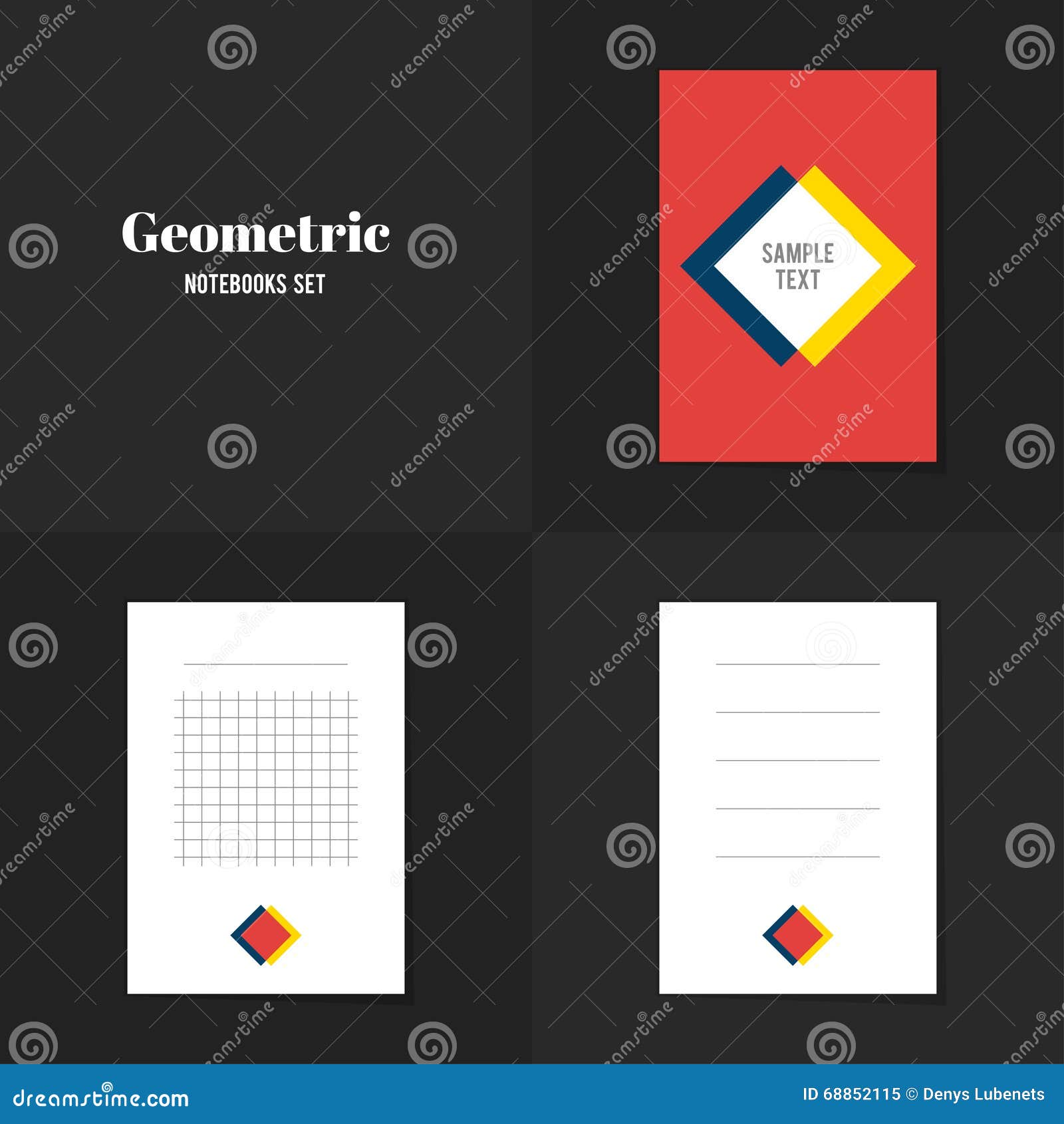 Collection of Rhombus and Square Shape Notebooks Stock Vector ...