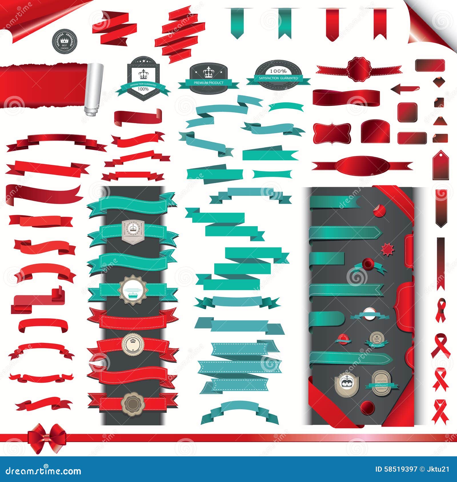 Collection of Ribbons, Stickers, Torn and Wrap Paper Stock Vector ...