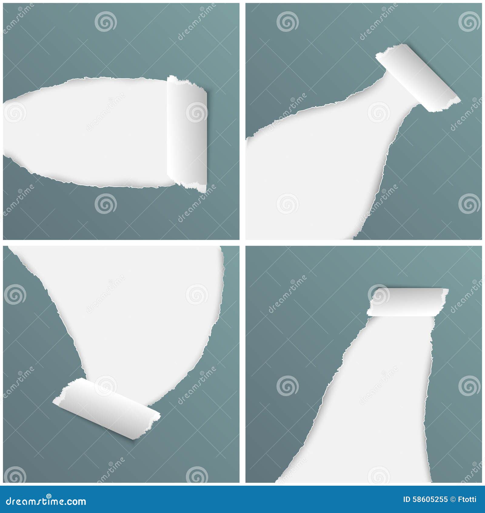 Collection of Ripped Rolled Paper, Illustration Stock Vector ...