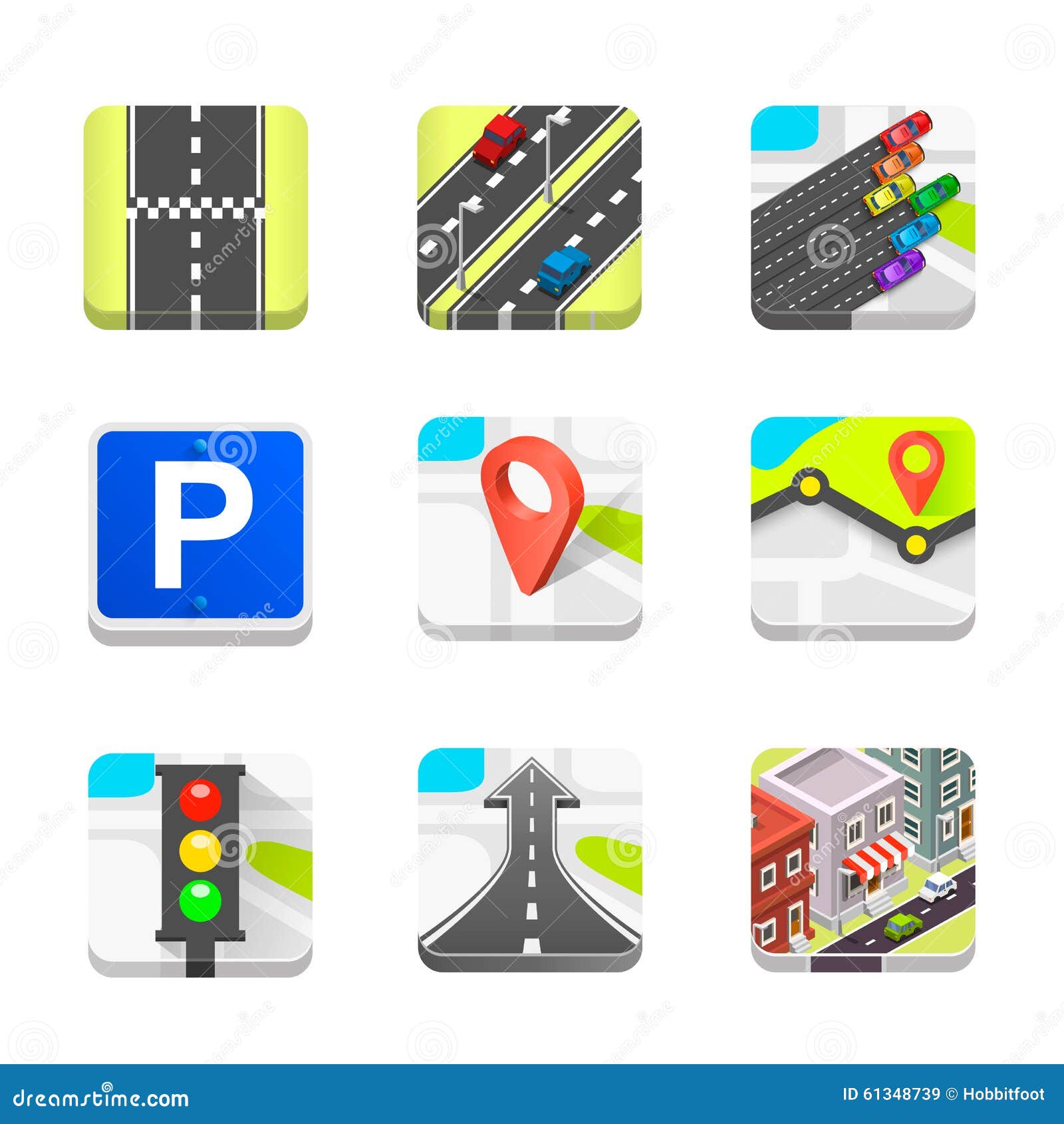 Collection of road icons stock vector. Illustration of parking - 61348739