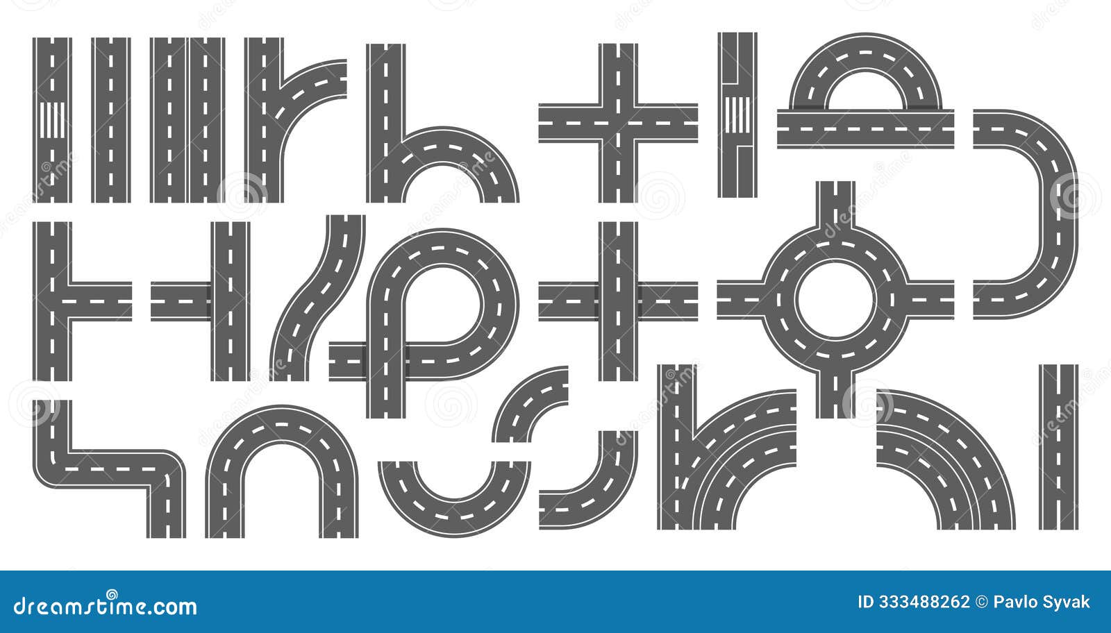 Collection of Road Sections for Creating Intricate Maps or Designs ...