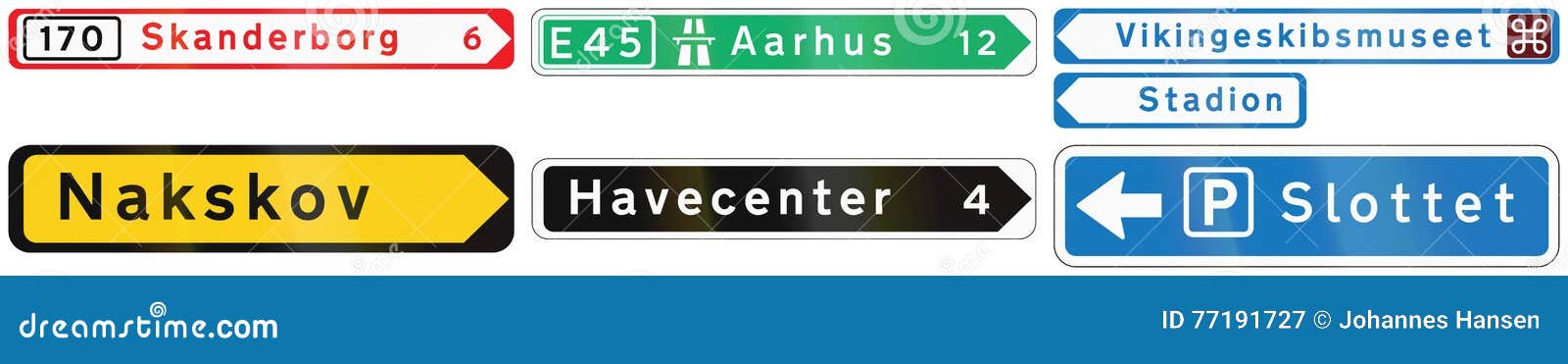 Collection of Road Signs Used in Denmark Stock Illustration ...