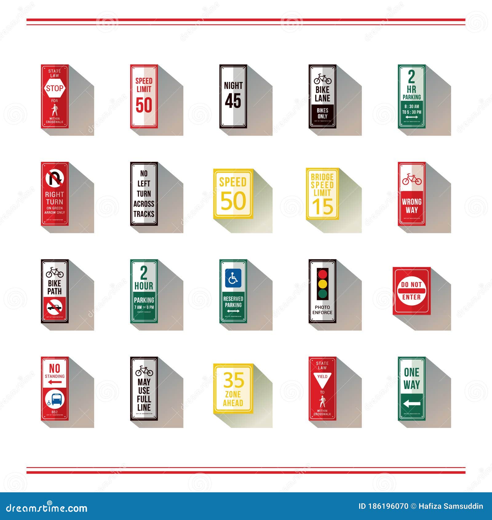 Collection of Road Signs. Vector Illustration Decorative Design Stock ...