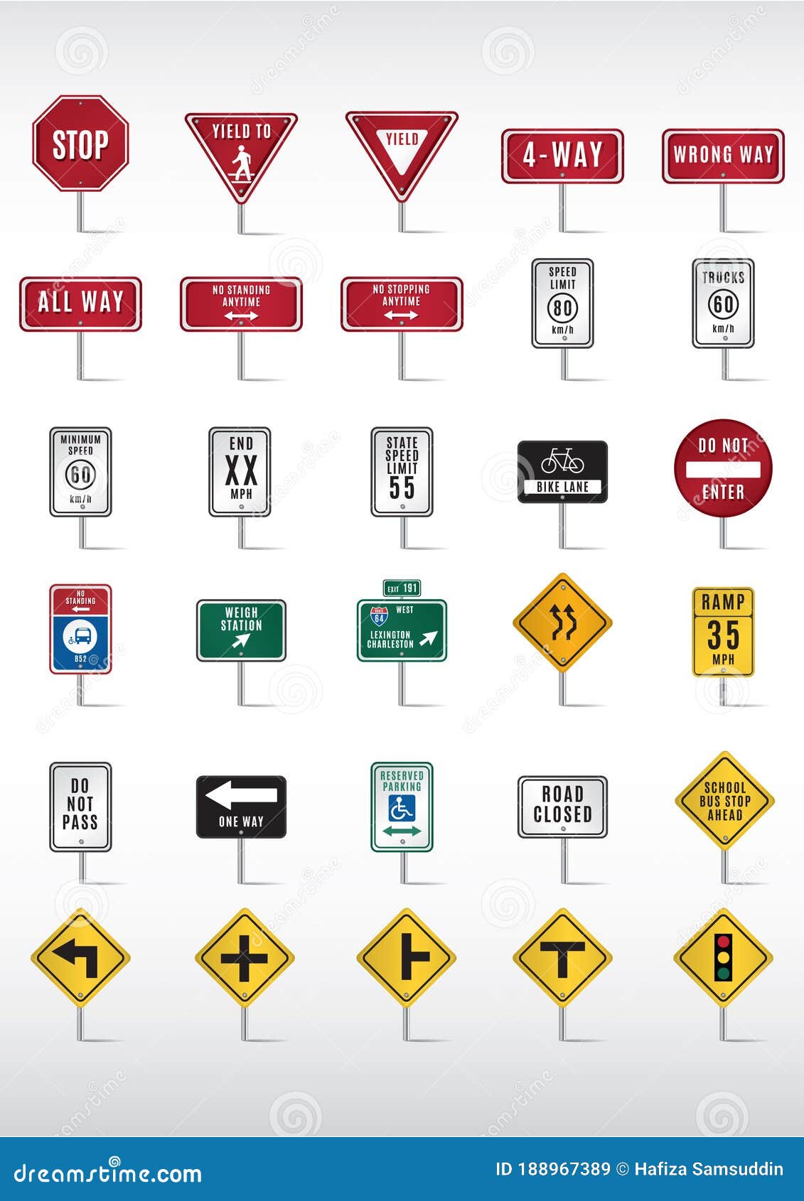 Collection of Road Signs. Vector Illustration Decorative Design Stock ...