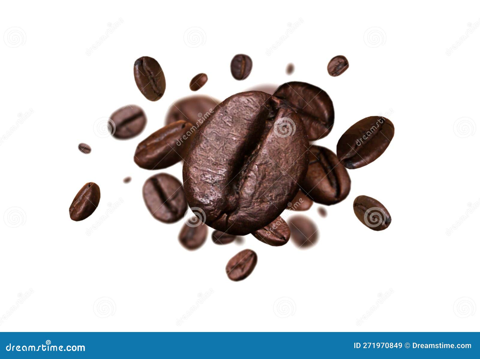 Collection of Roasted Coffee Explosion Isolated on White Background ...
