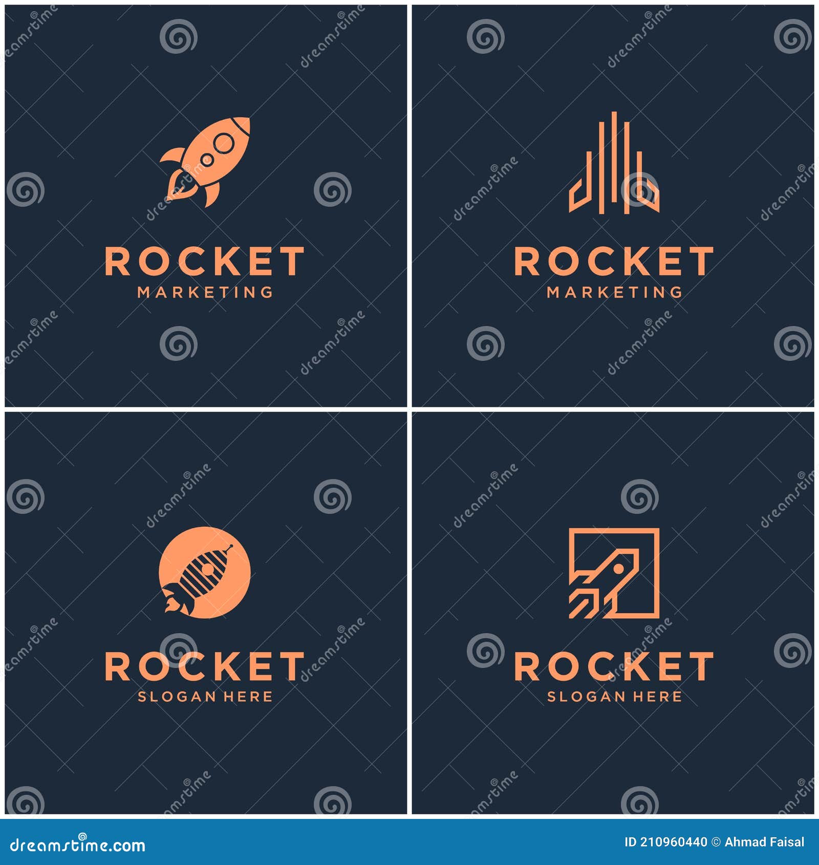 Collection of Rocket Monogram Logo Designs. Space Rocket Launching ...