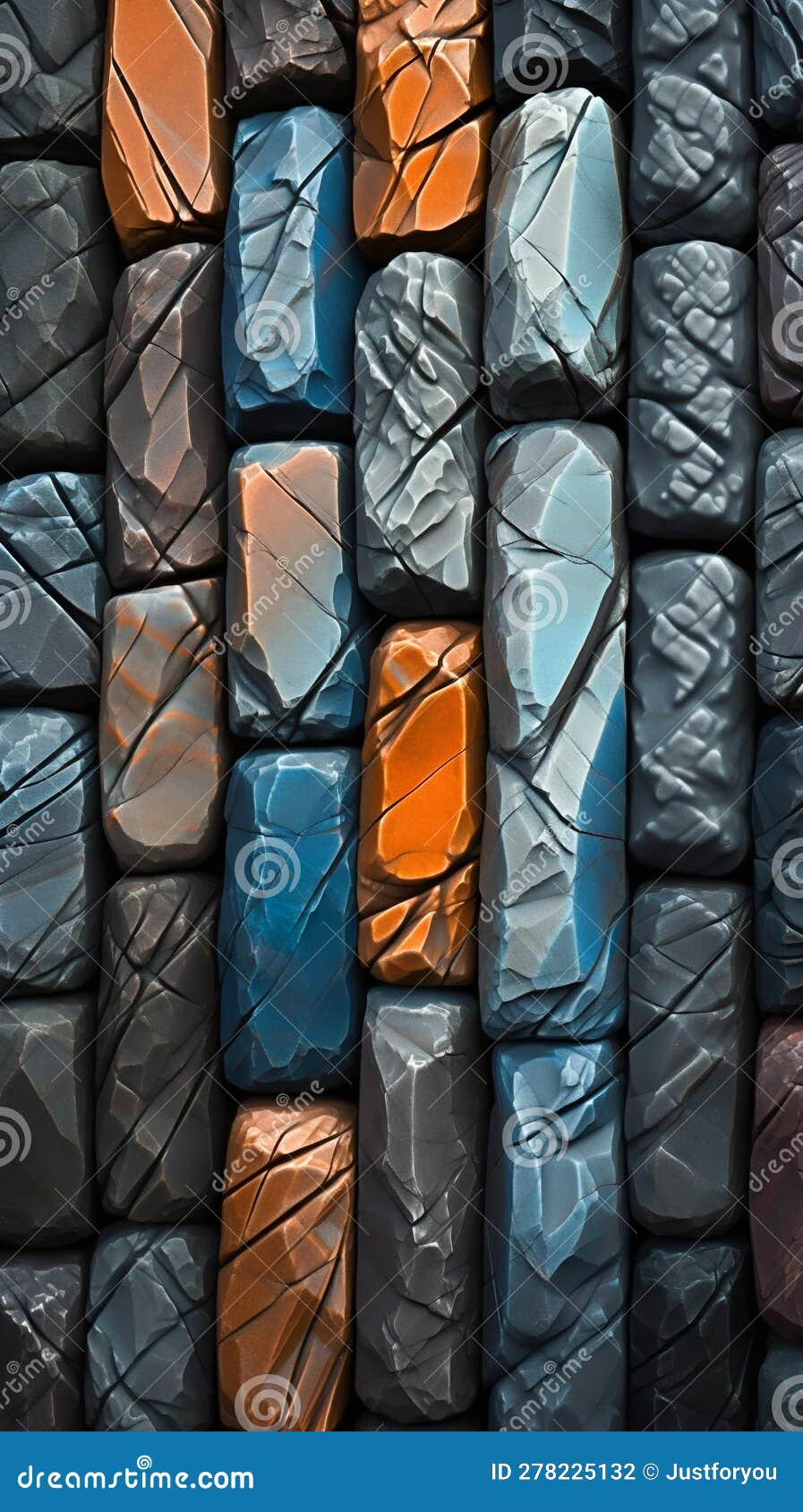 Collection of Rocks in Different Colors, Arranged in Grid-like ...