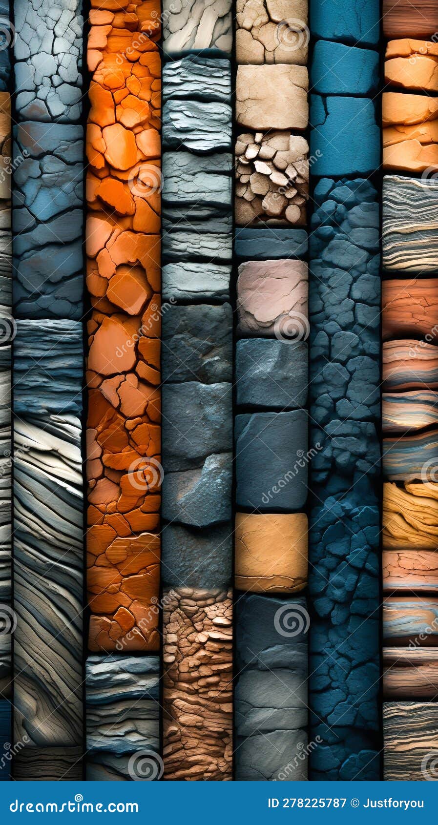 Collection of Rocks in Different Colors, Arranged in Grid-like ...