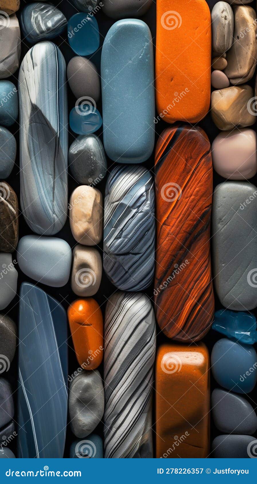 Collection of Rocks in Different Colors, Arranged in Grid-like ...
