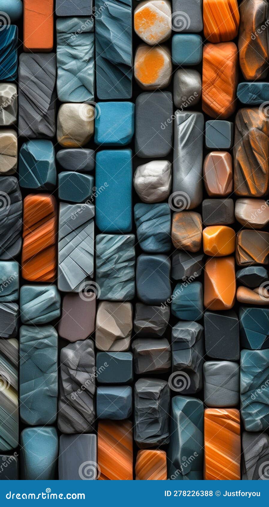 Collection of Rocks in Different Colors, Arranged in Grid-like ...