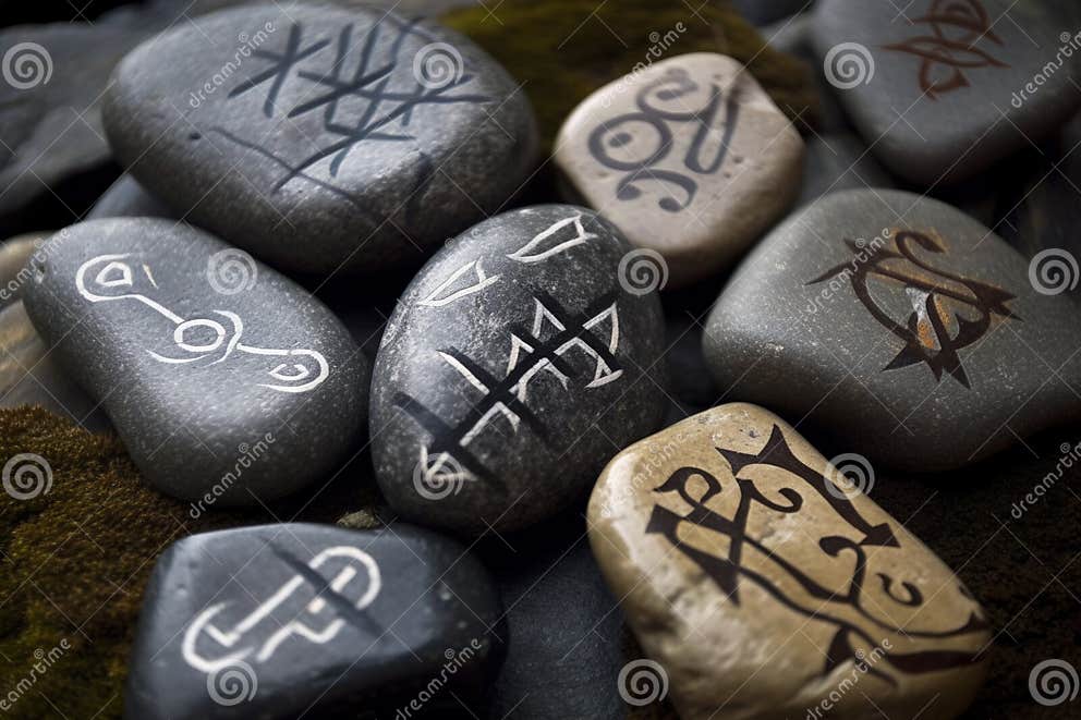 A Collection of Rocks with Runes AI Generation Stock Illustration ...