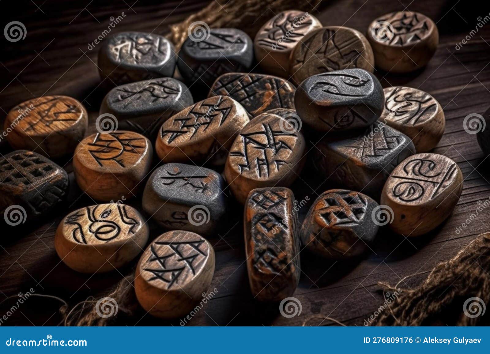 A Collection of Rocks with Runes AI Generation Stock Illustration ...