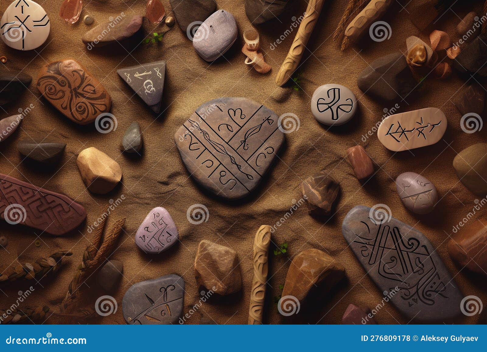 A Collection of Rocks with Runes AI Generation Stock Illustration ...