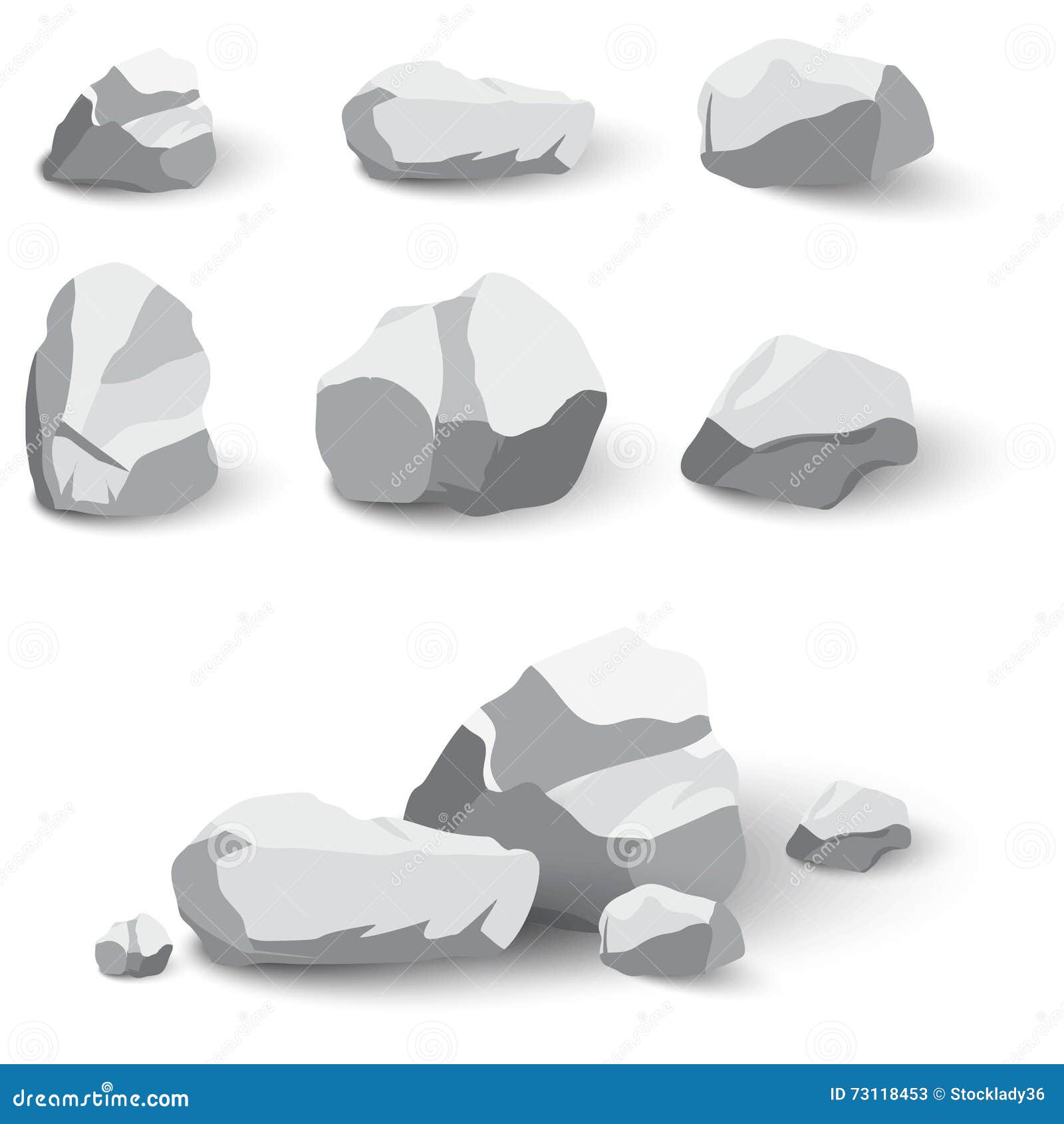 Stone Pile, Rock Construction Heavy In Cartoon Style Isolated On White ...