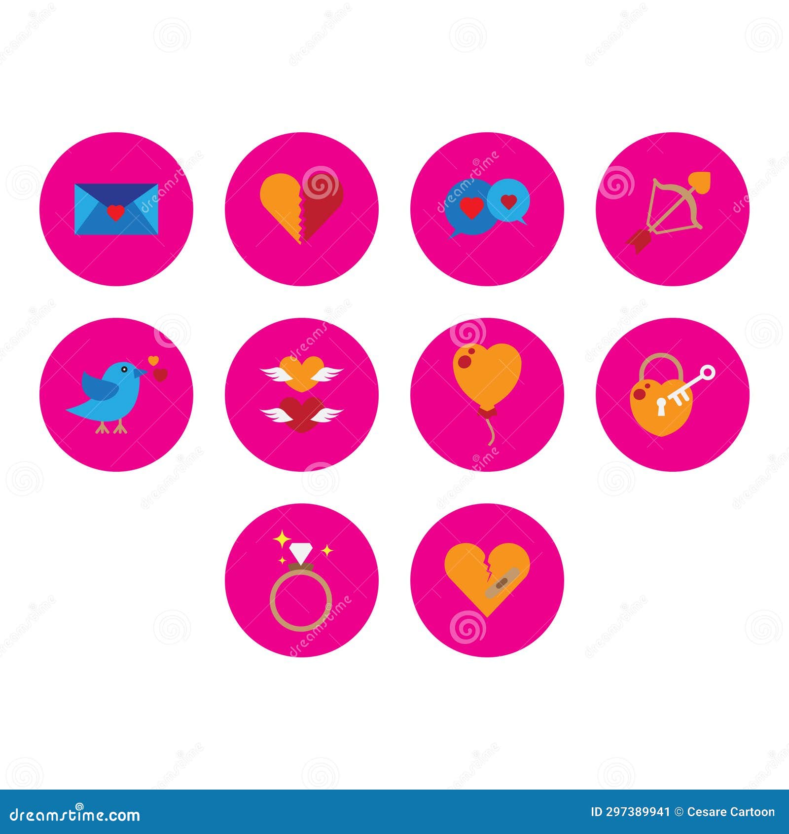 Romance icon set stock illustration. Illustration of clip - 297389941