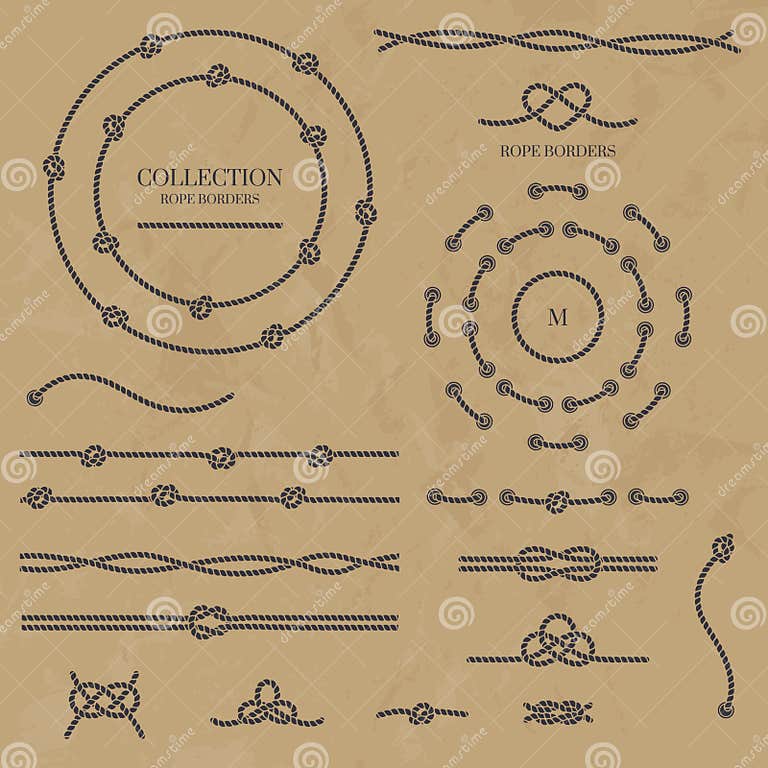 Collection of Rope Knots. Rope Frames, Borders and Knots. Stock Vector - Illustration of ...