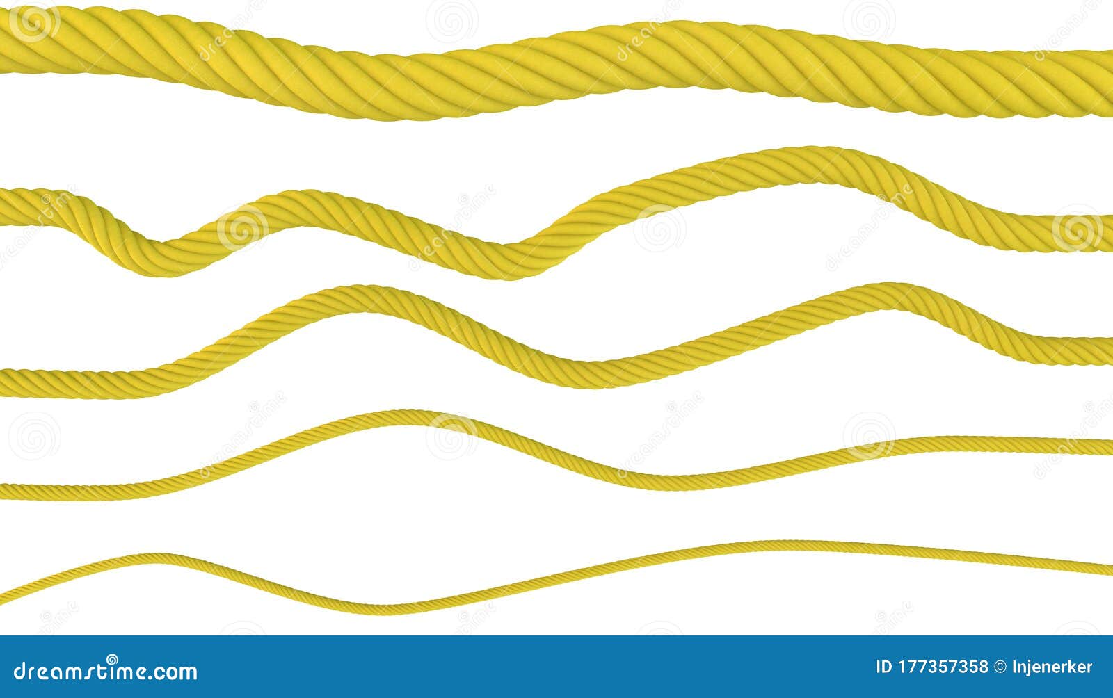 Collection of Ropes of Different Thicknesses. Isolated White Background ...