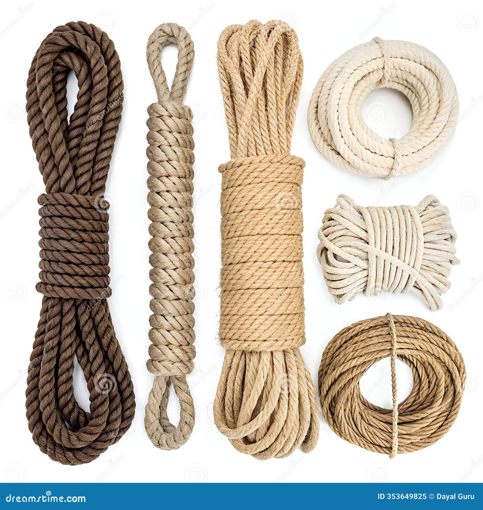 Collection of Ropes on White Background Stock Illustration ...