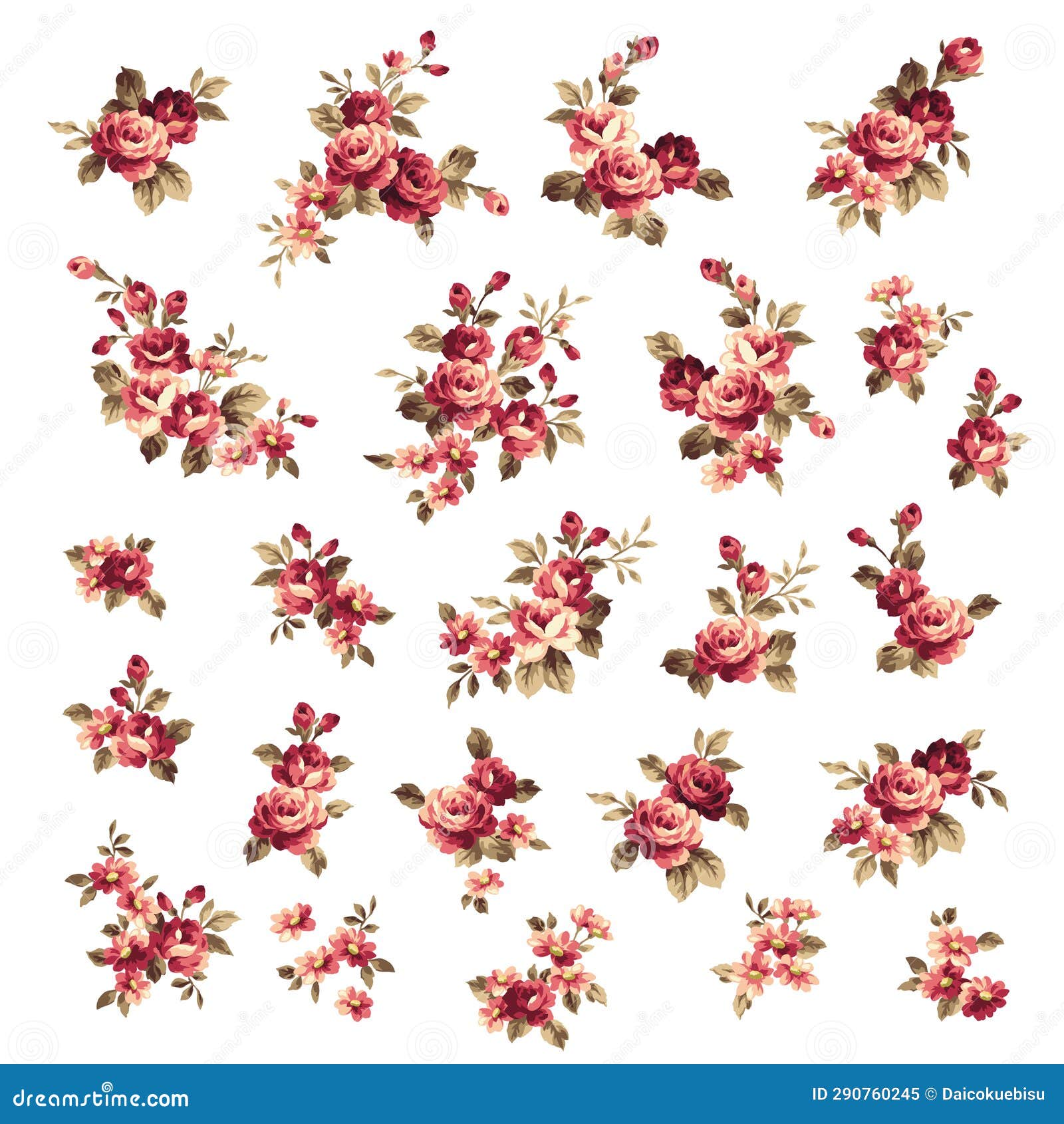 A Collection of Rose Flower Materials Created with an Old-fashioned ...