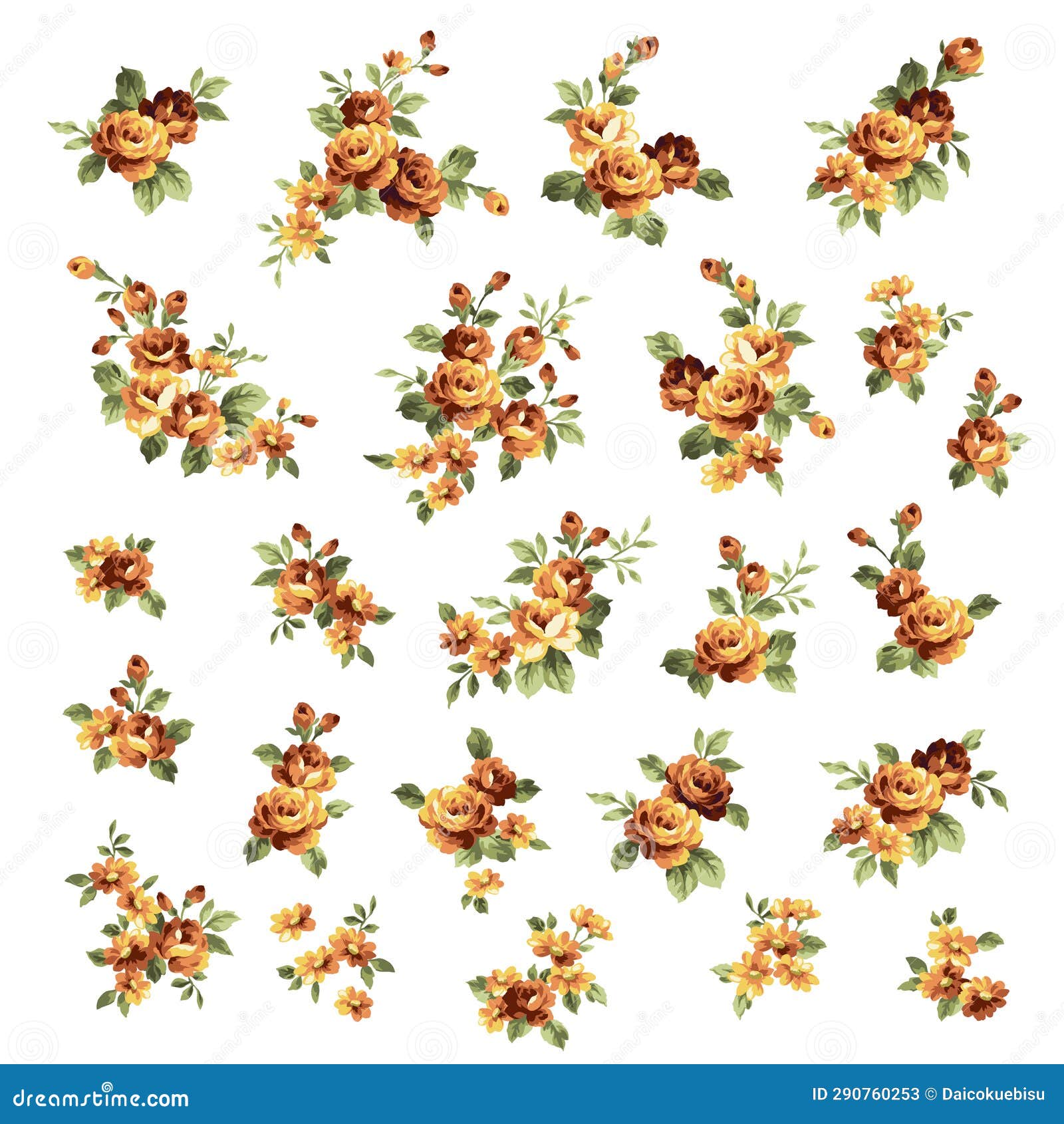 A Collection of Rose Flower Materials Created with an Old-fashioned ...