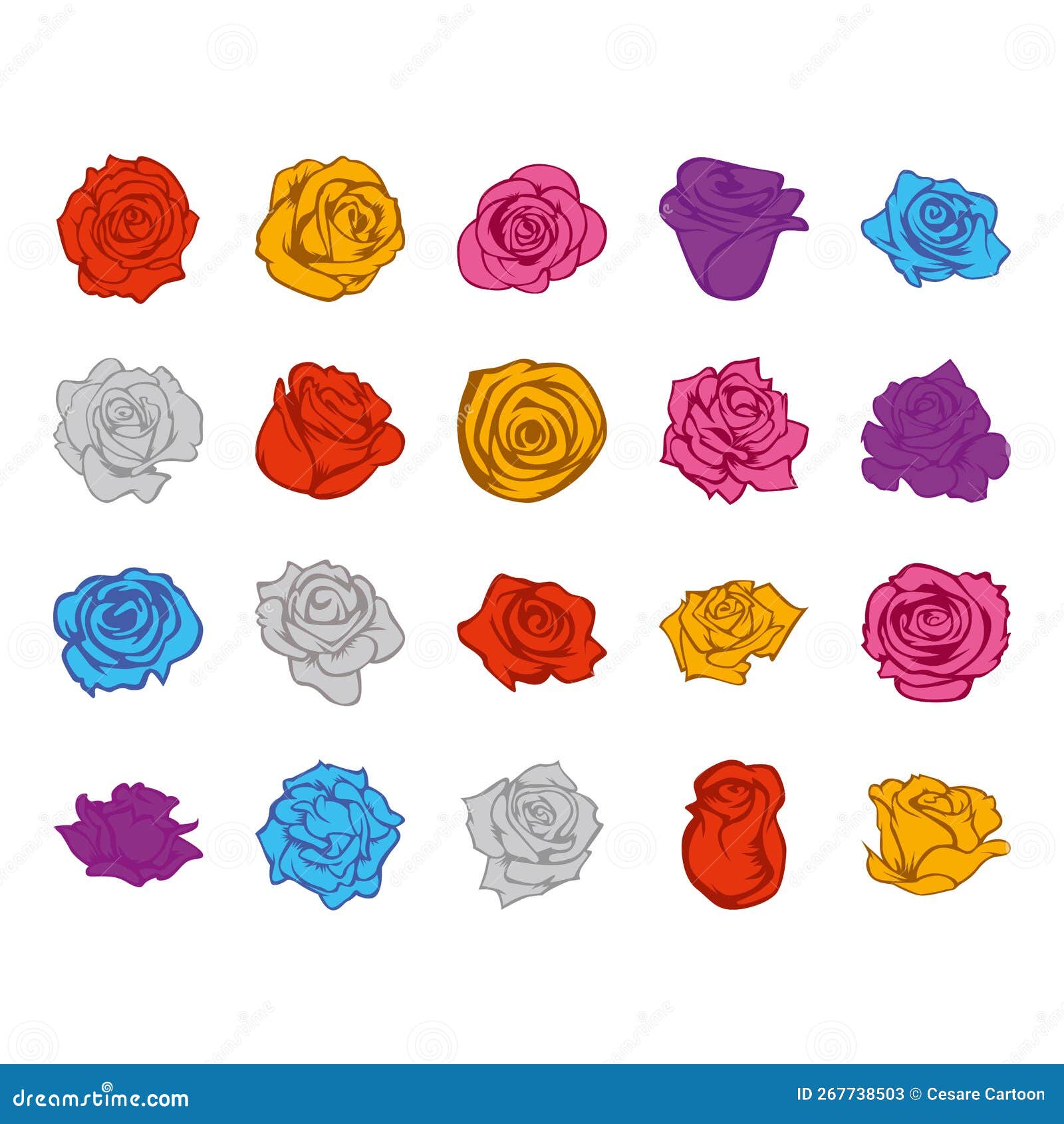 Rose icon set stock vector. Illustration of flower, logo - 267738503