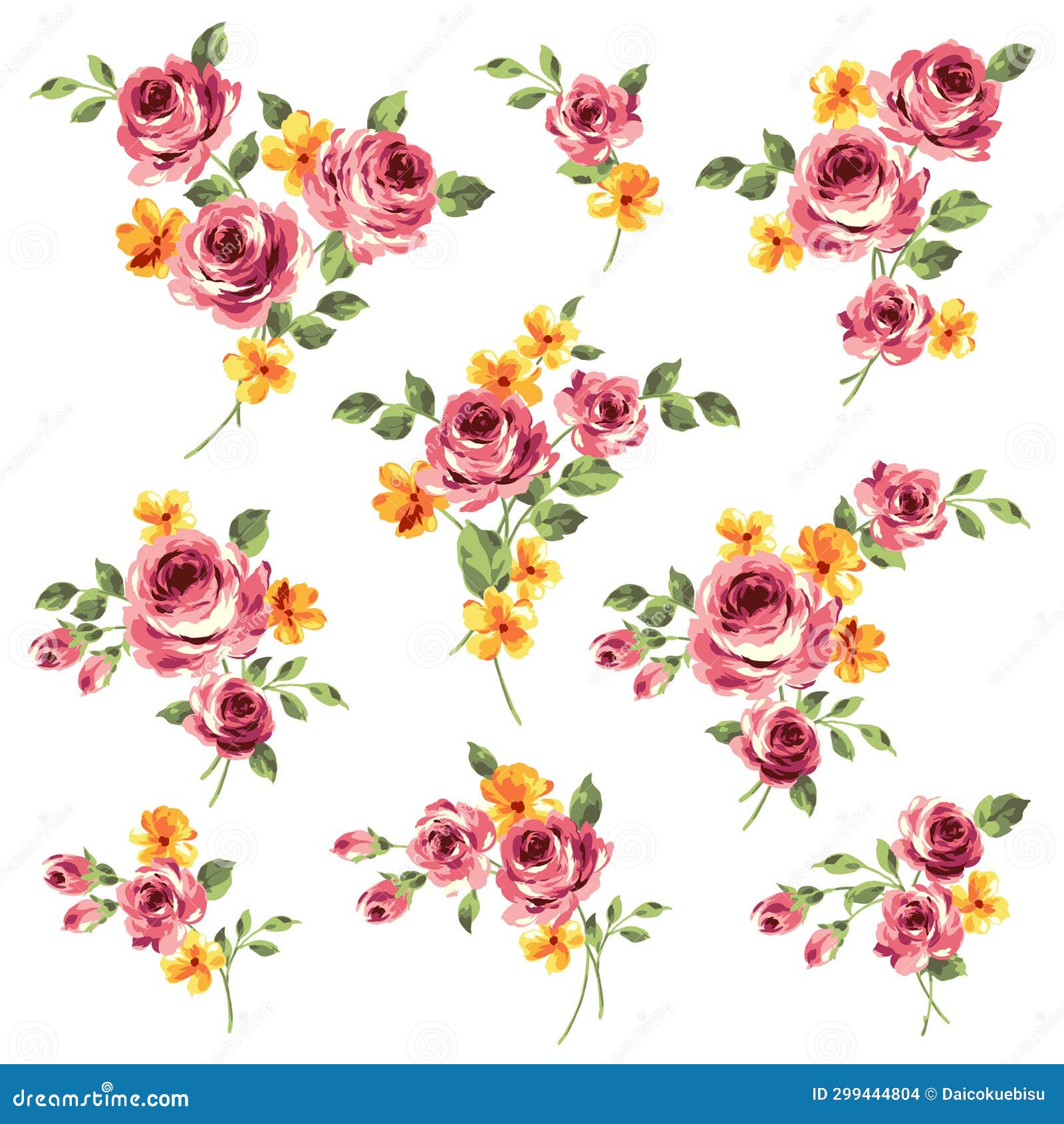 A Collection of Rose Materials Ideal for Textile Design, Stock ...