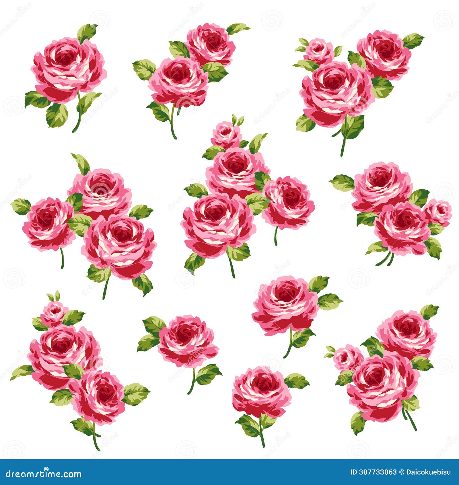 A Collection of Rose Materials Ideal for Textile Design, Stock Vector ...