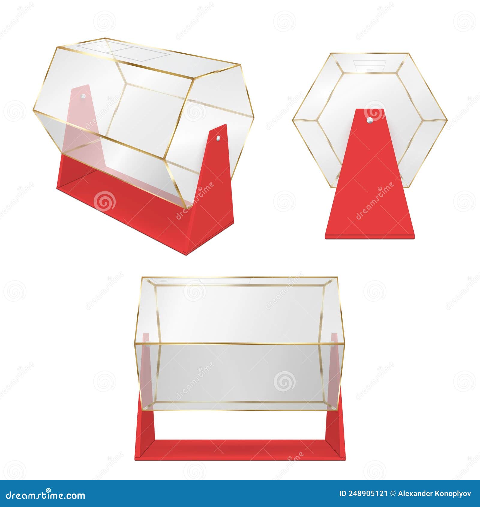 Collection Rotating Empty Lottery Drums on Red Stack Front Side View ...