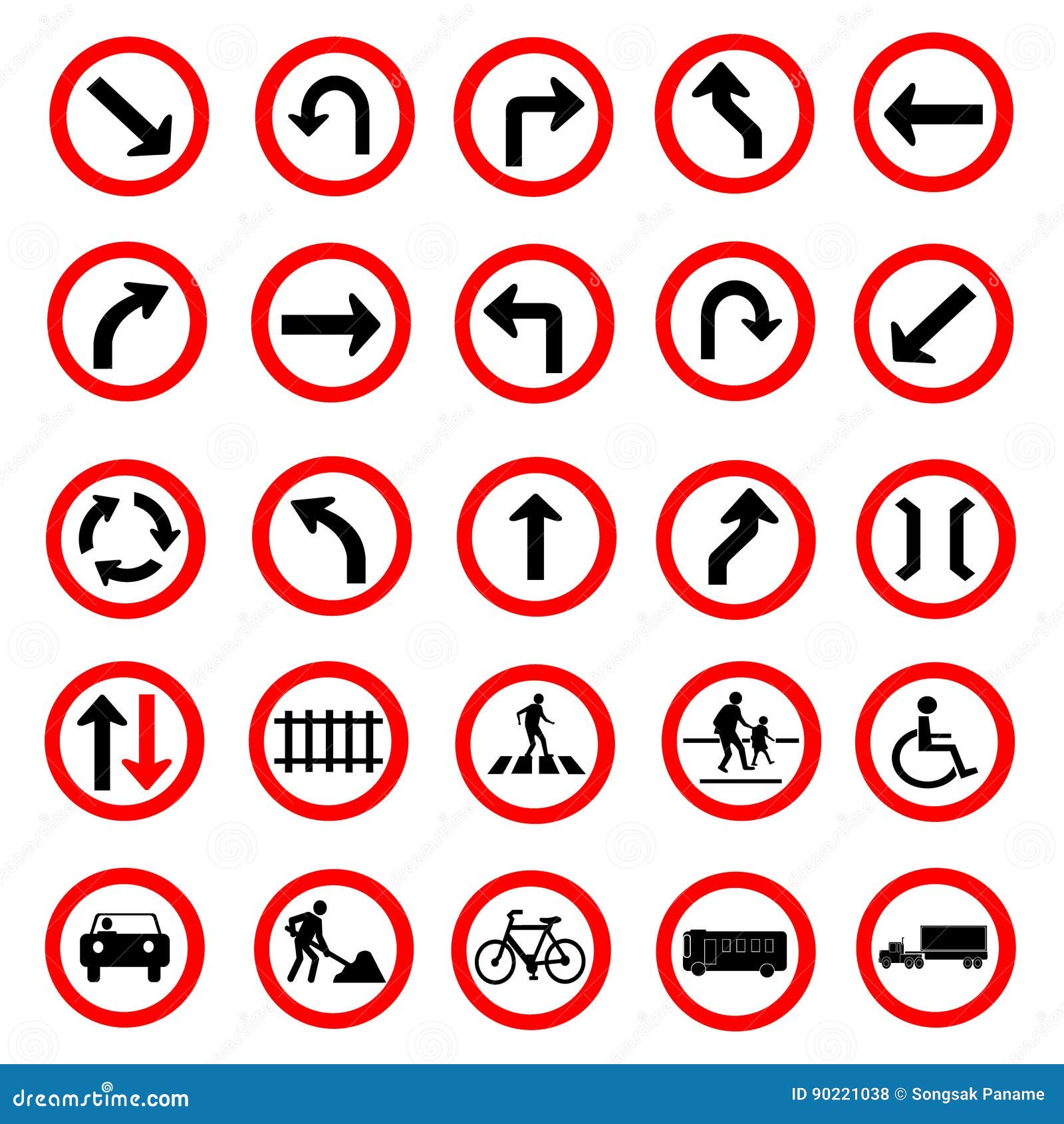 Collection Rouge De Panneau Routier Du Trafic Illustration de Vecteur ...