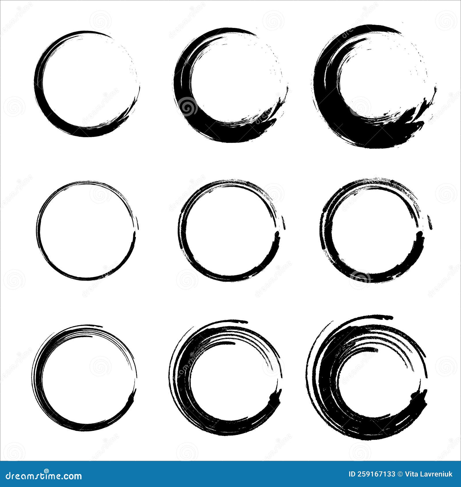 Collection of Round. Black Vector Doodle Ellipses. Doodle Circles for ...