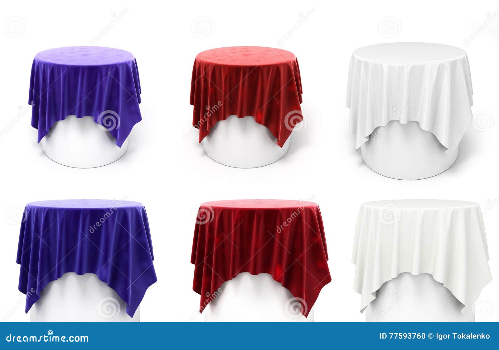 Round Red Velor Cloth On A Round Pedestal Isolated On White Royalty ...