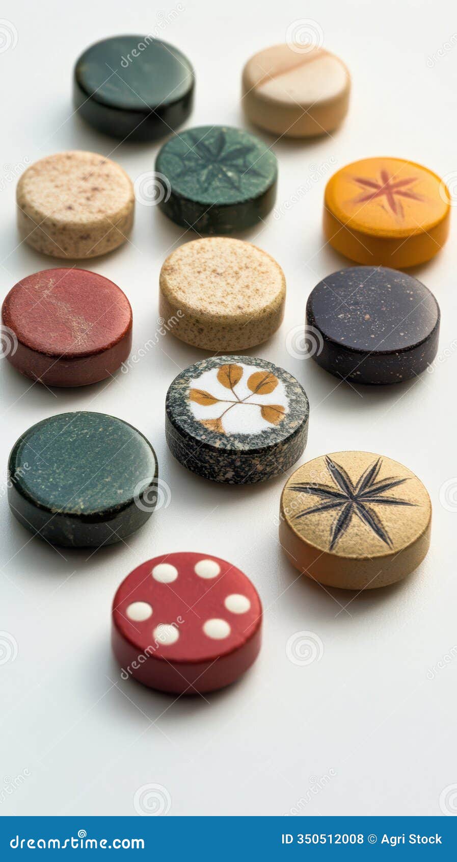 Collection of Round Ceramic Tiles with Various Designs Stock ...