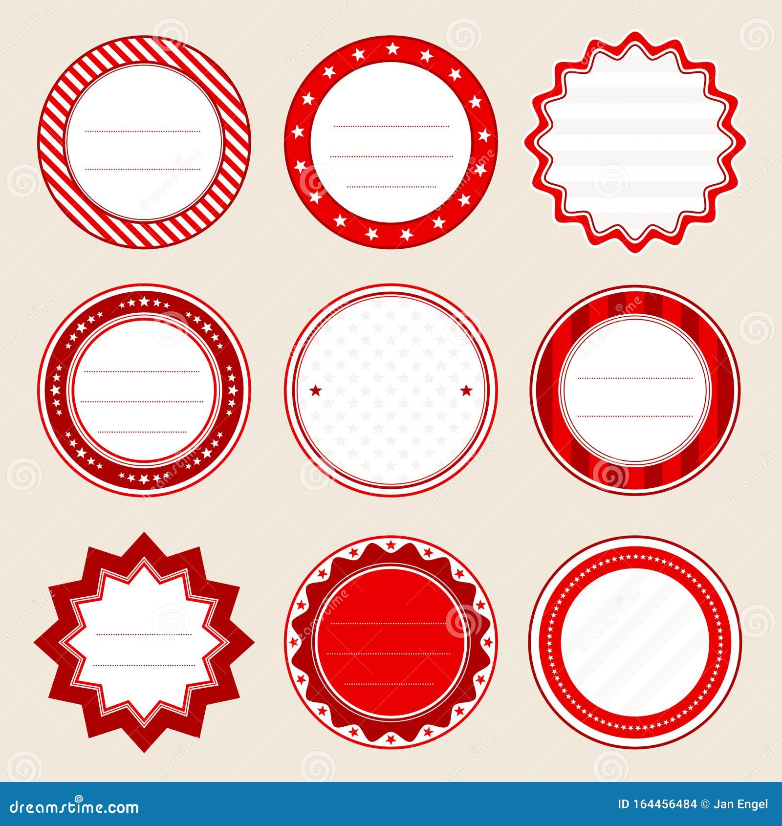 Set of Round Christmas Label Red and White Stock Vector - Illustration ...