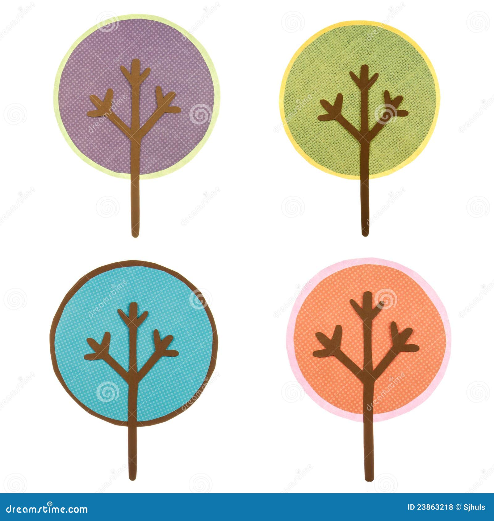 A Collection of Round Cut Out Trees Stock Illustration - Illustration ...