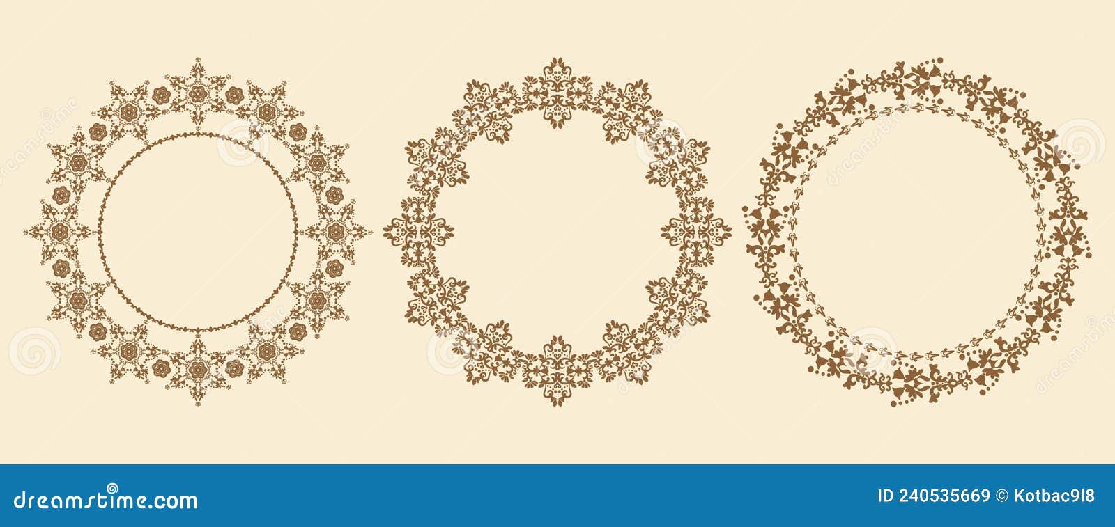 Collection of Round Damask Patterns. Stock Vector - Illustration of ...