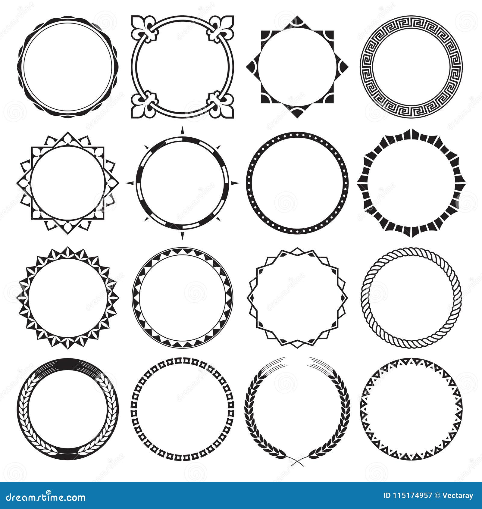 Collection of Round Decorative Border Frames with Clear Background ...