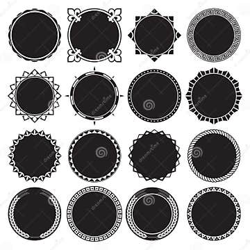 Collection of Round Decorative Border Frames with Solid Filled ...