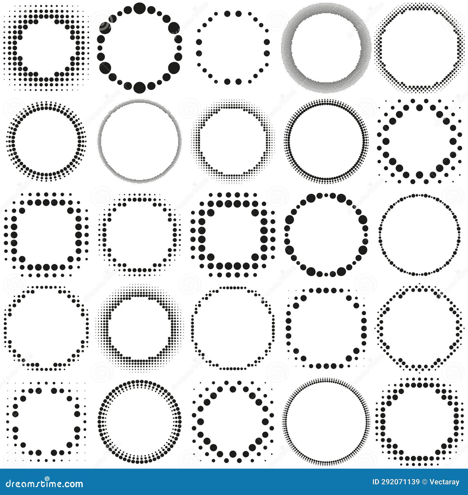 Collection of Round Dot Border Frames Stock Illustration - Illustration ...
