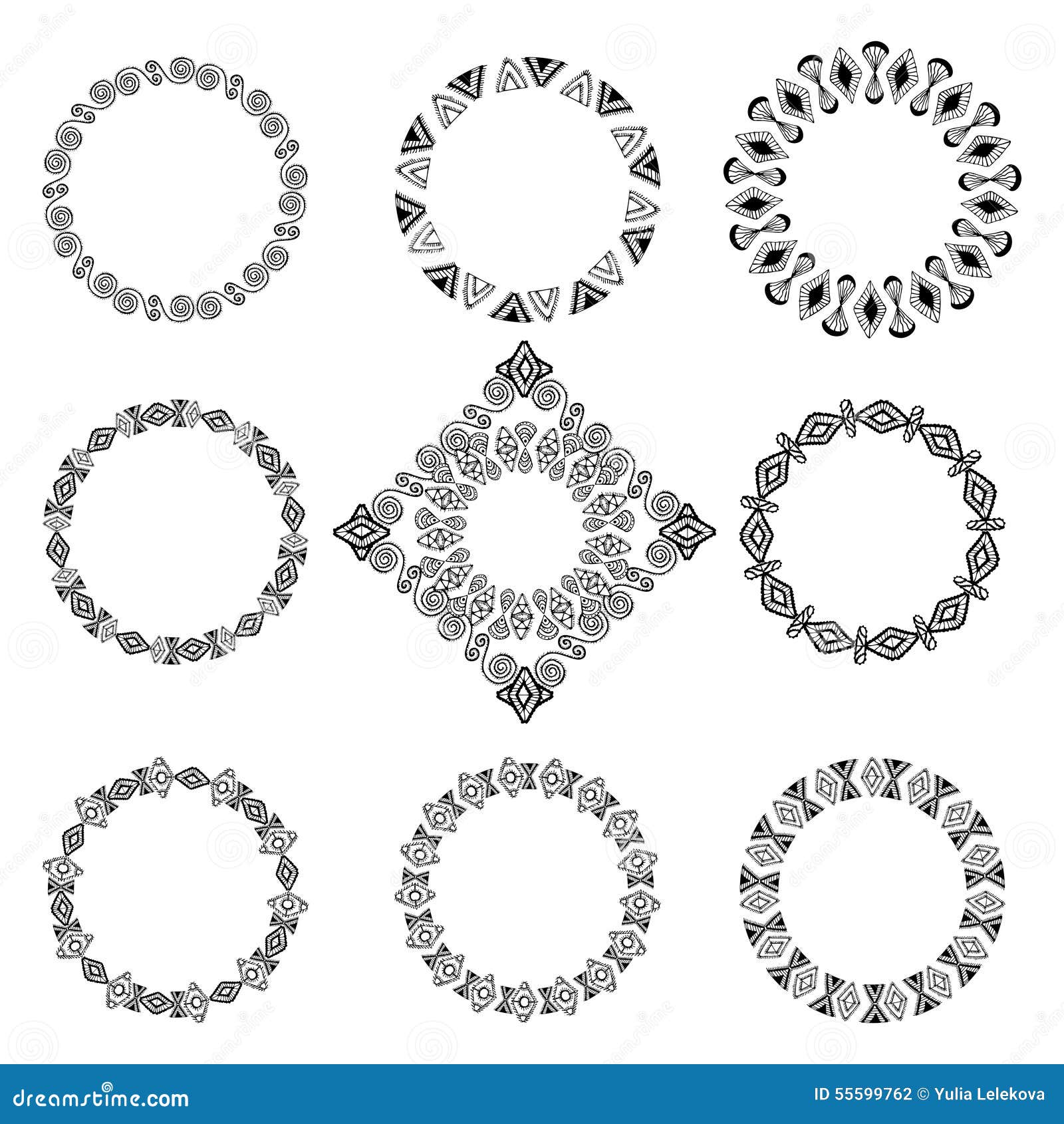 Collection of Round Elements for Design in Ethnic Style Stock Vector ...