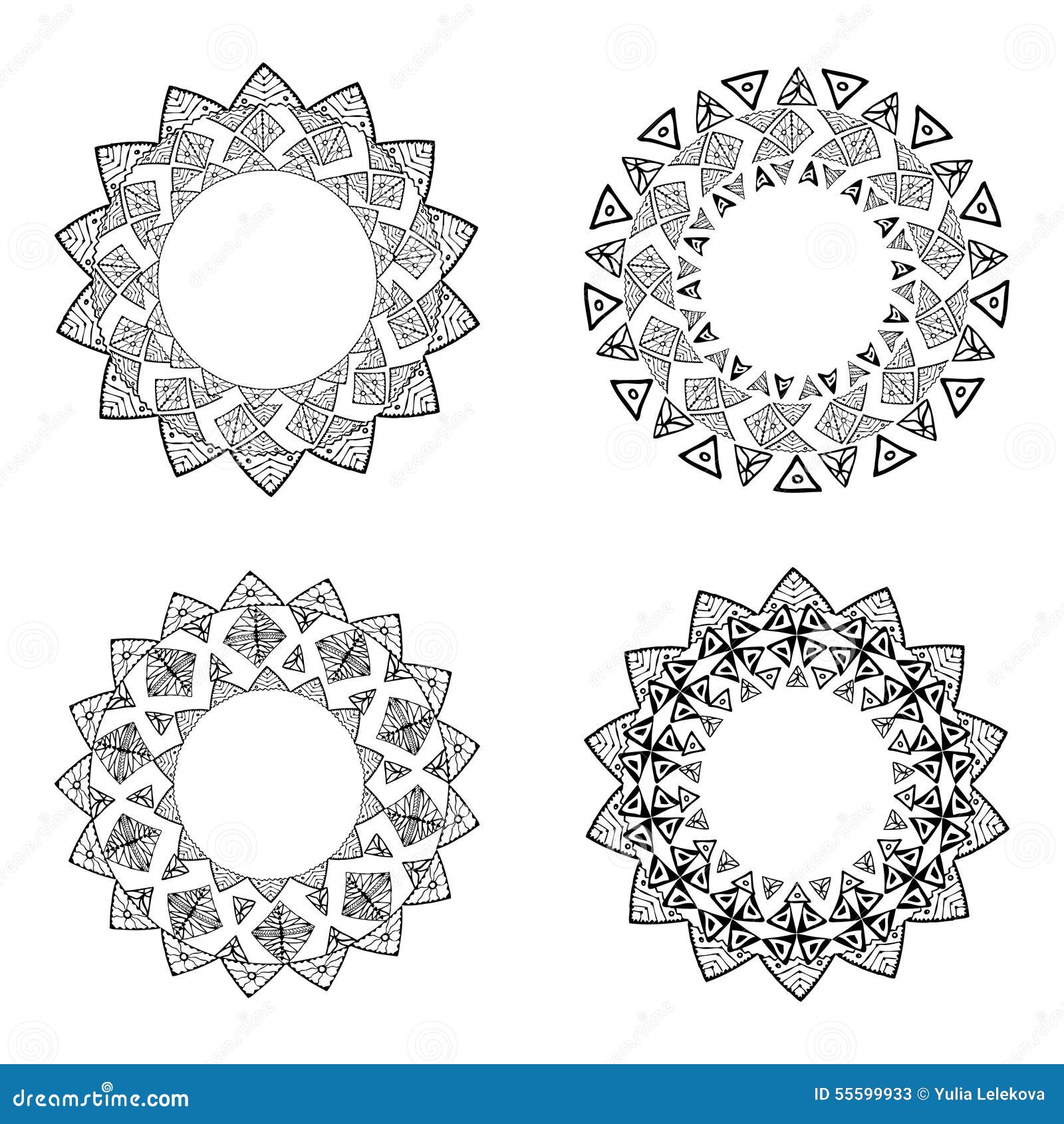 Collection of Round Elements for Design in Ethnic Style Stock Vector ...