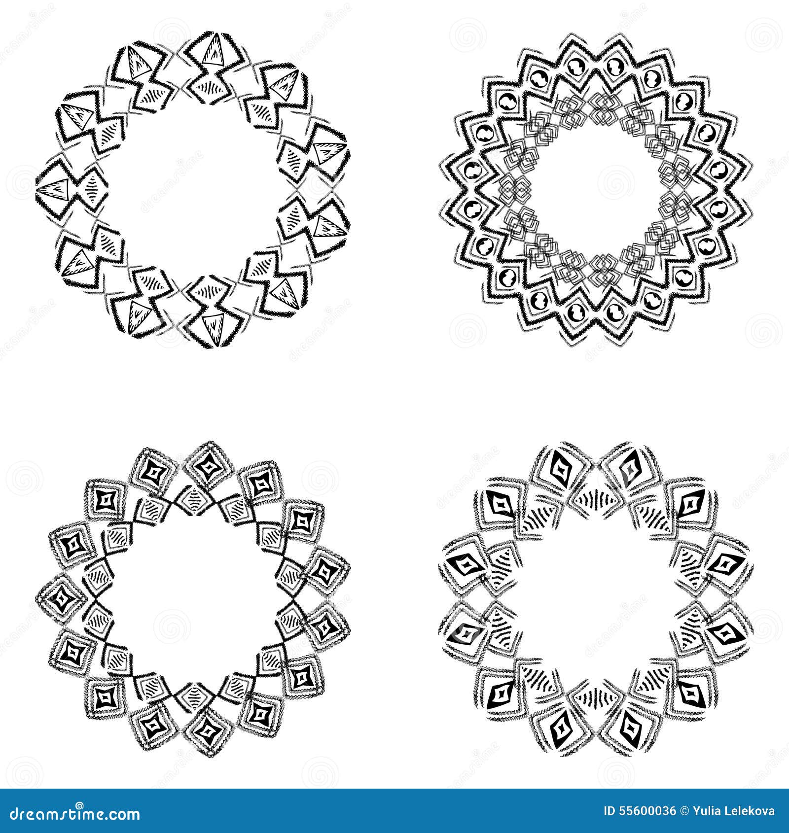 Collection of Round Elements for Design in Ethnic Style Stock Vector ...