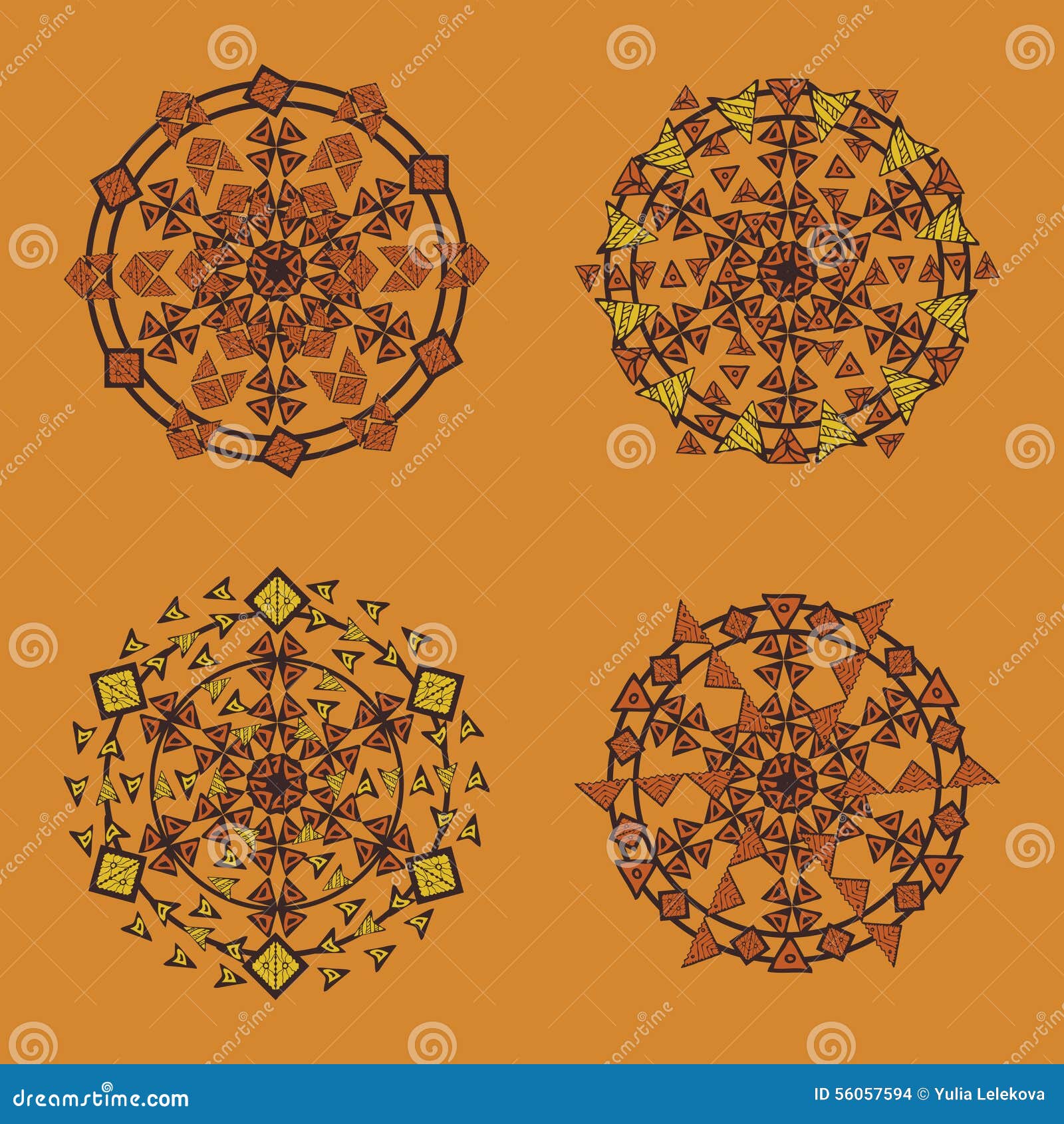 Collection of Round Elements for Design in Ethnic Style Stock Vector ...