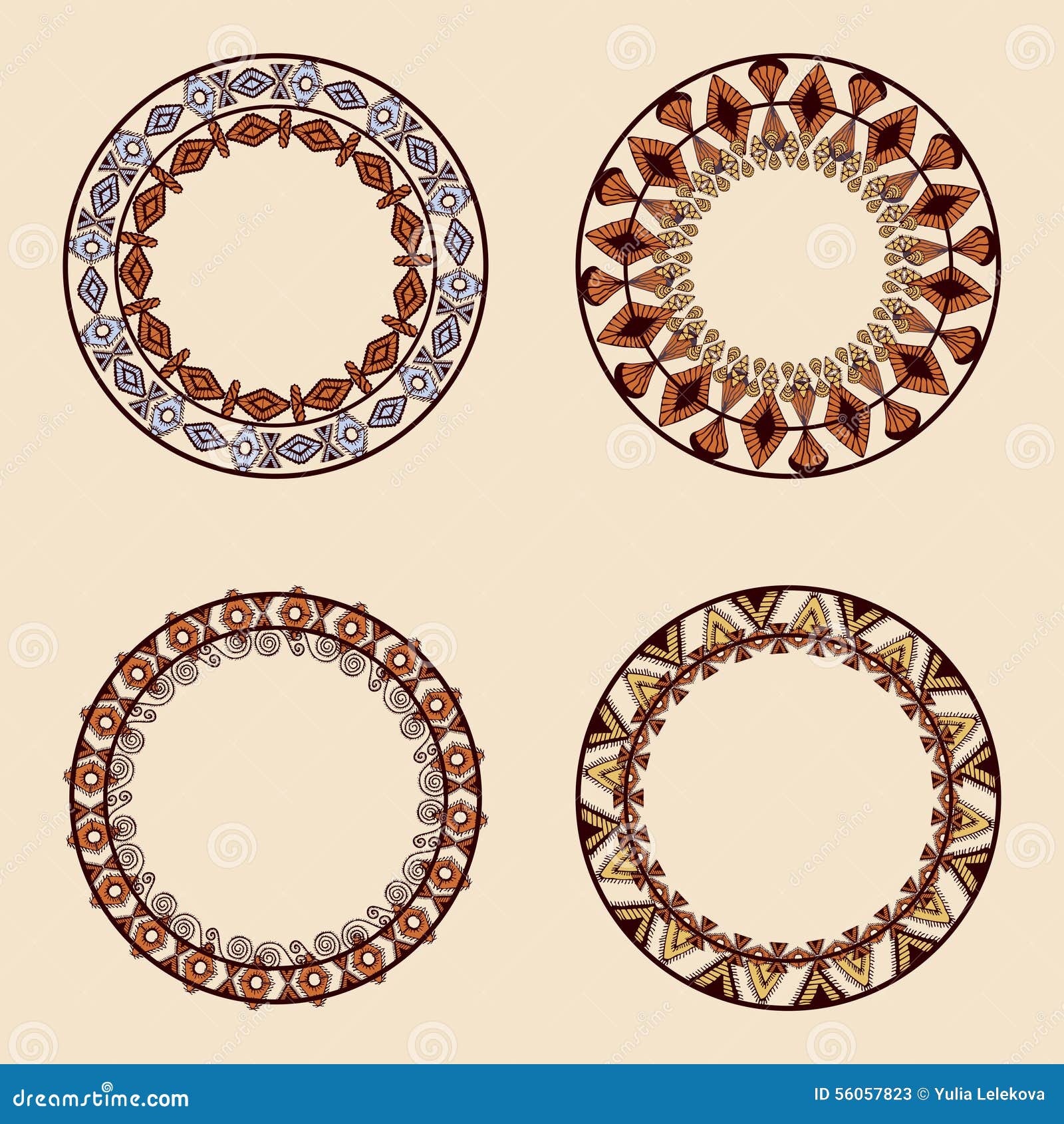 Collection of Round Elements for Design in Ethnic Style Stock Vector ...
