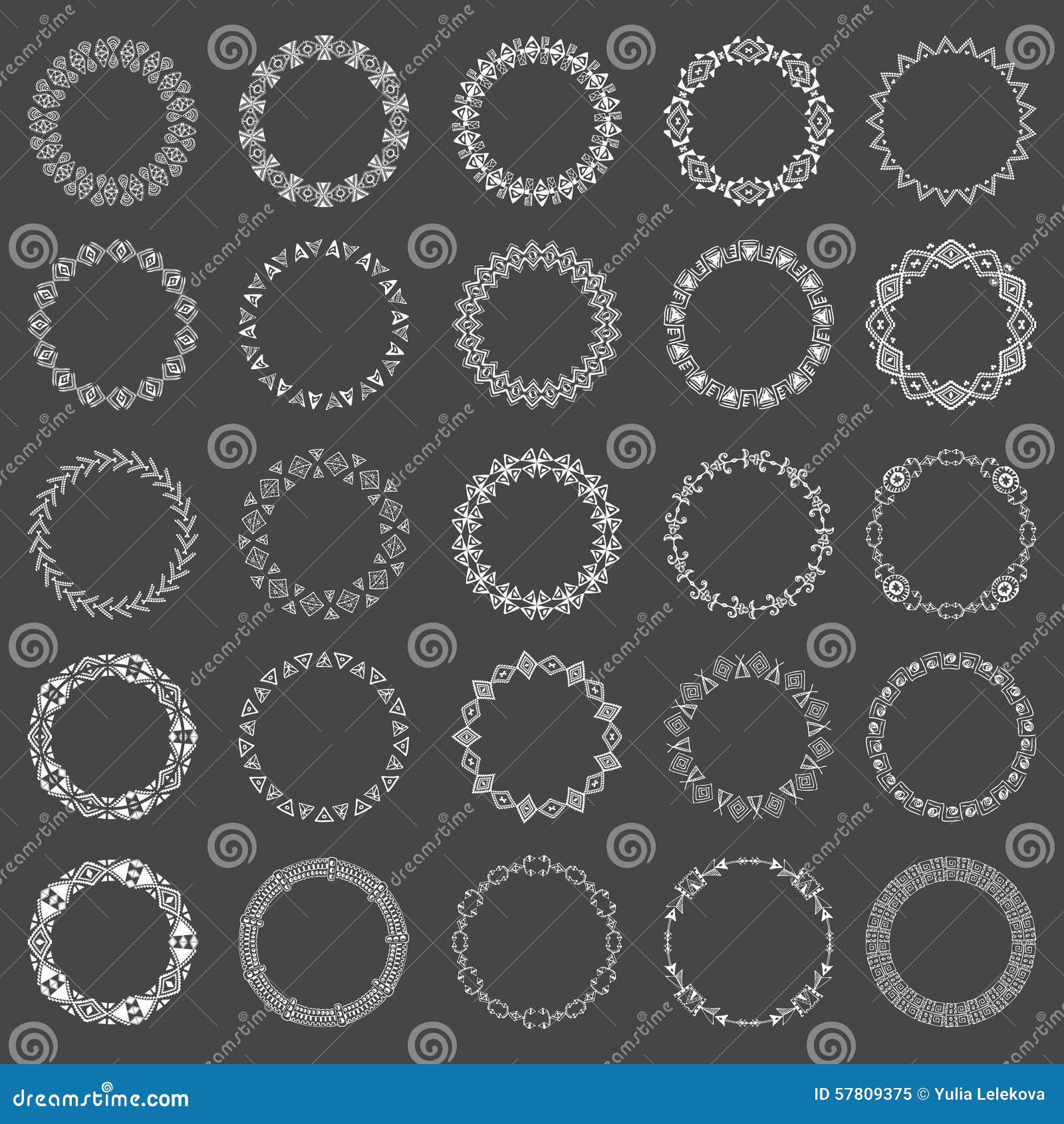 Collection of Round Elements for Design in Ethnic Style Stock Vector ...