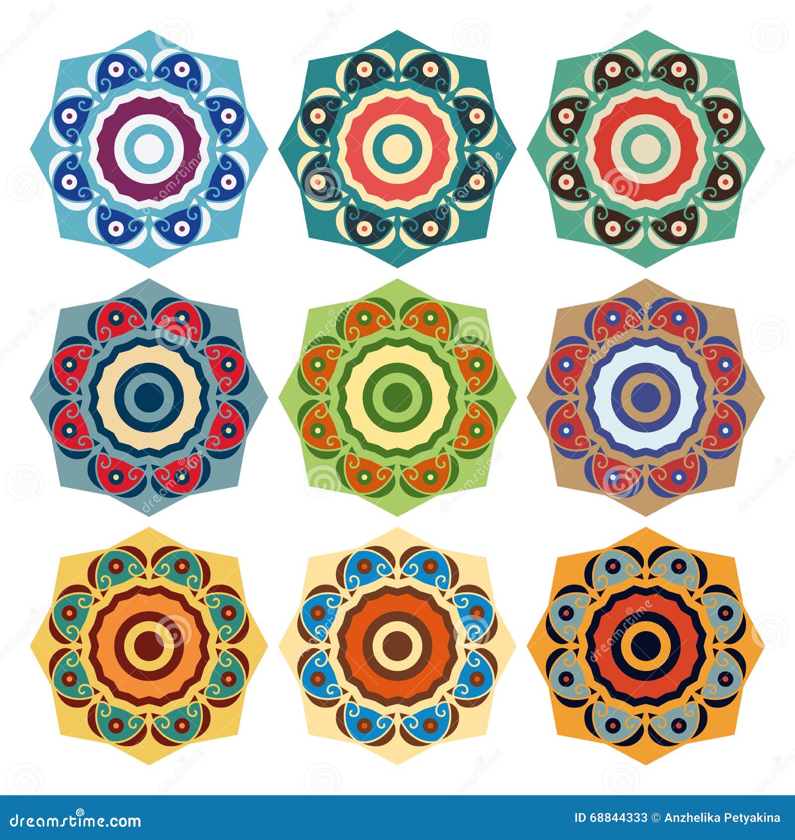 Collection of Round Ethnic Patterns Stock Vector - Illustration of ...