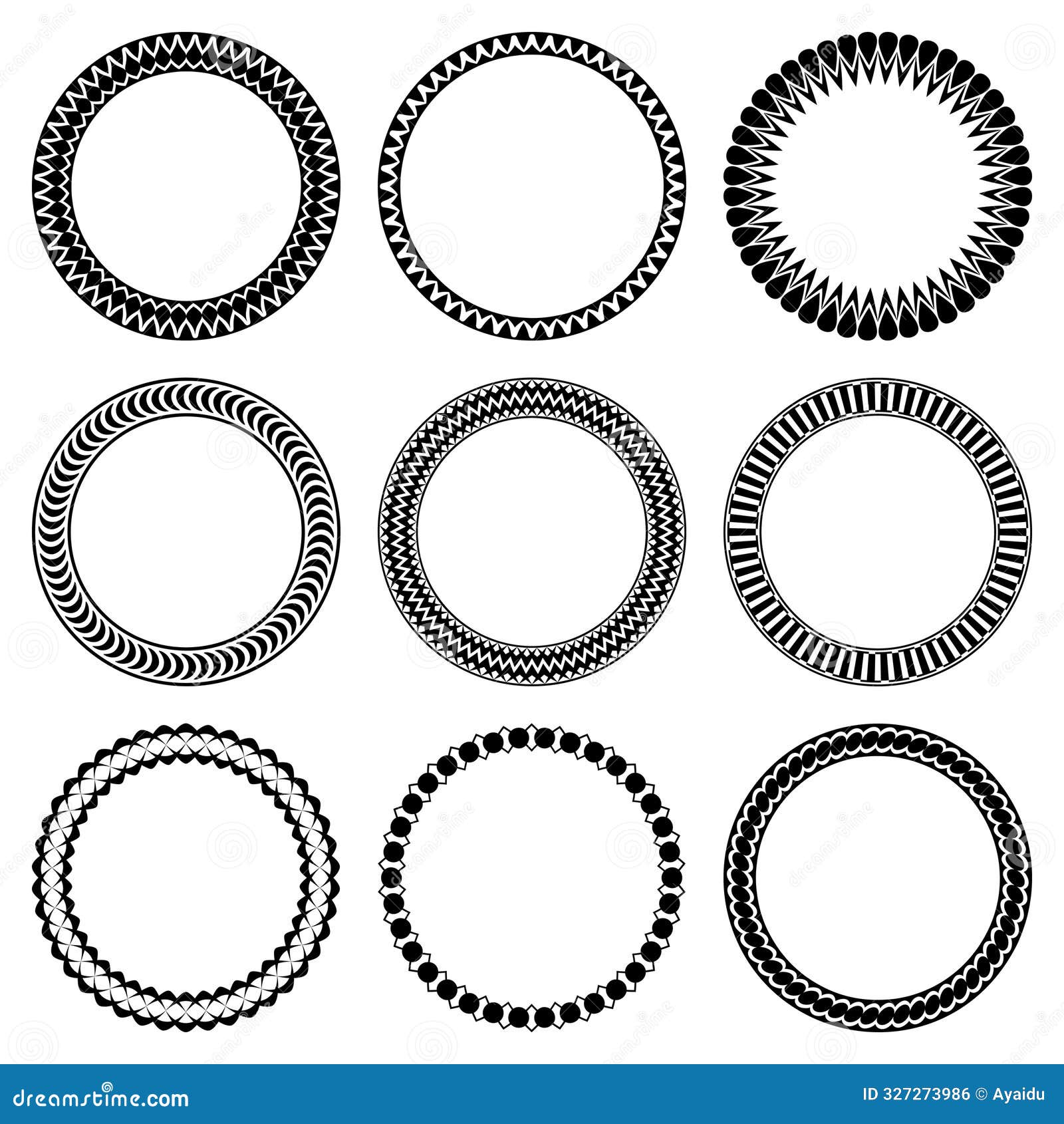 Collection of Round Frames with Simple Geometric Pattern Stock ...