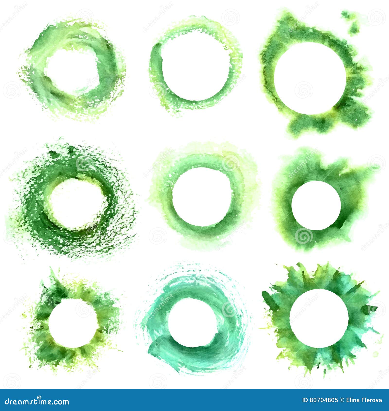 Collection of Round Green Frame with Grunge Stock Vector - Illustration ...