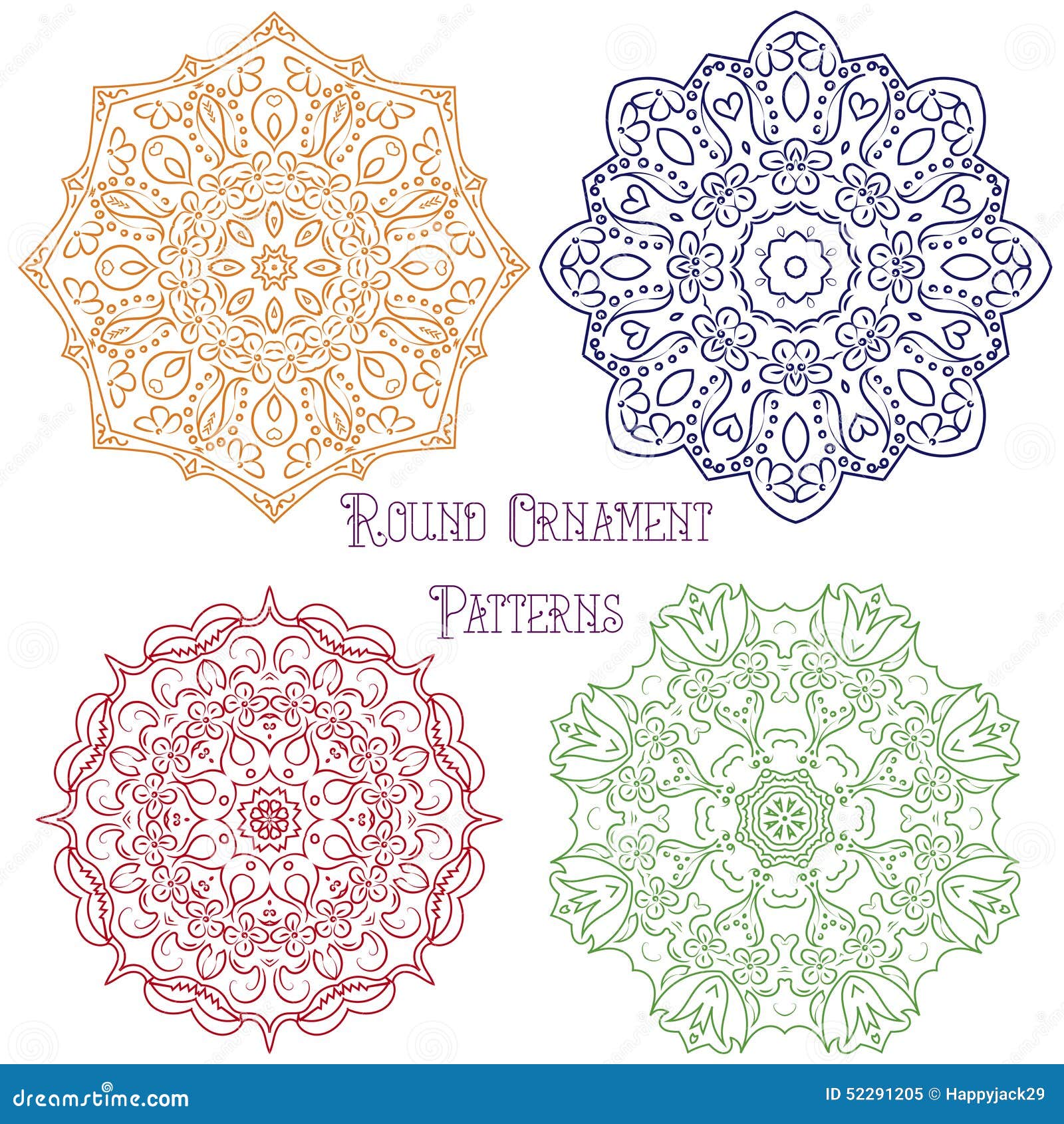Collection of Round Ornamental Patterns 2 Stock Vector - Illustration ...