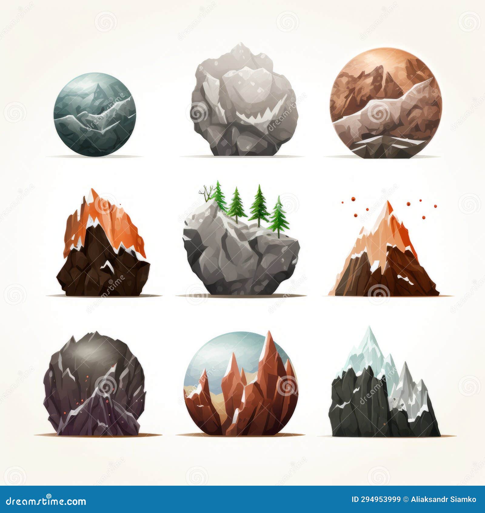 A Collection of Round Rocks with Different Colors and Shapes Stock ...